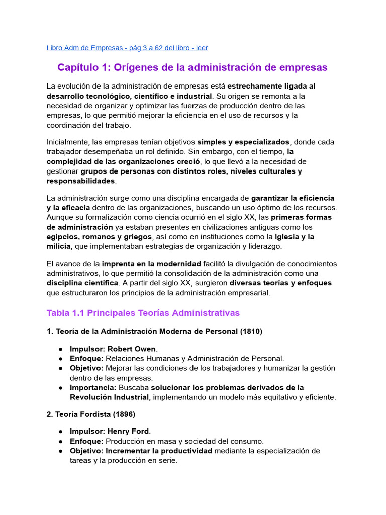 Resumen 1° Cap Libro Admin y Finanzas | PDF | Business | Economias