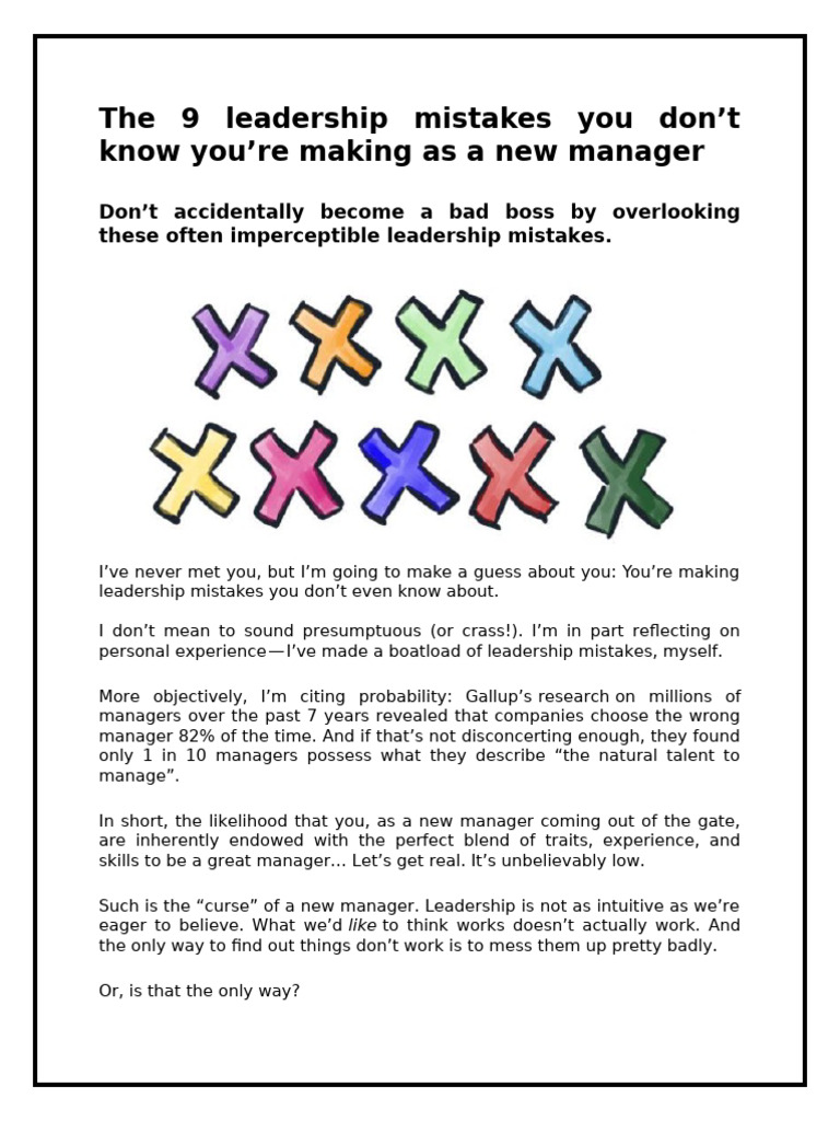 The 9 Leadership Mistakes You Don't Know You're Making As A New Manager ...