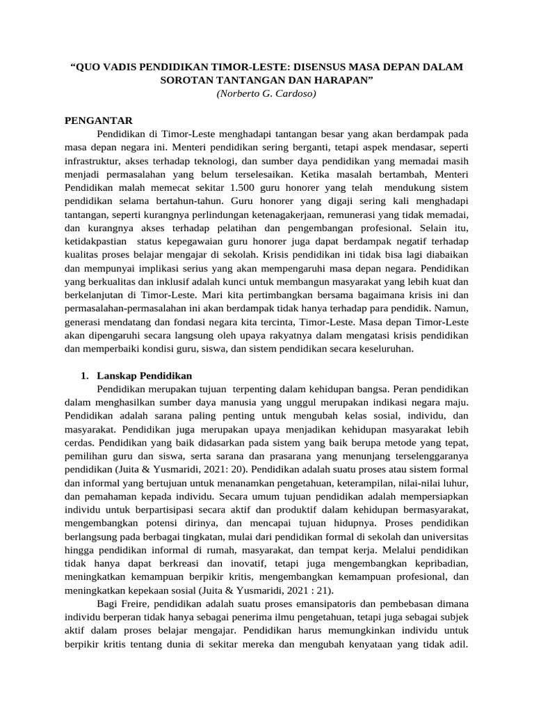 Krisis Pendidikan di Timor-Leste | PDF