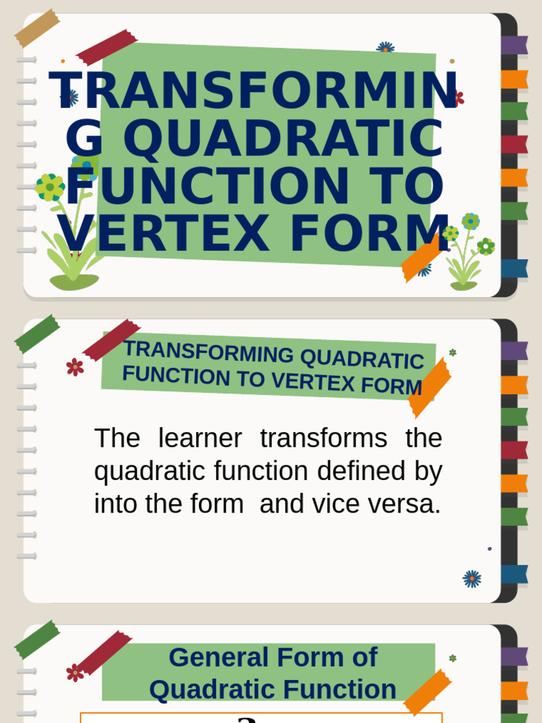 Transform Equation To Vertex Form | PDF | Mathematical Concepts ...