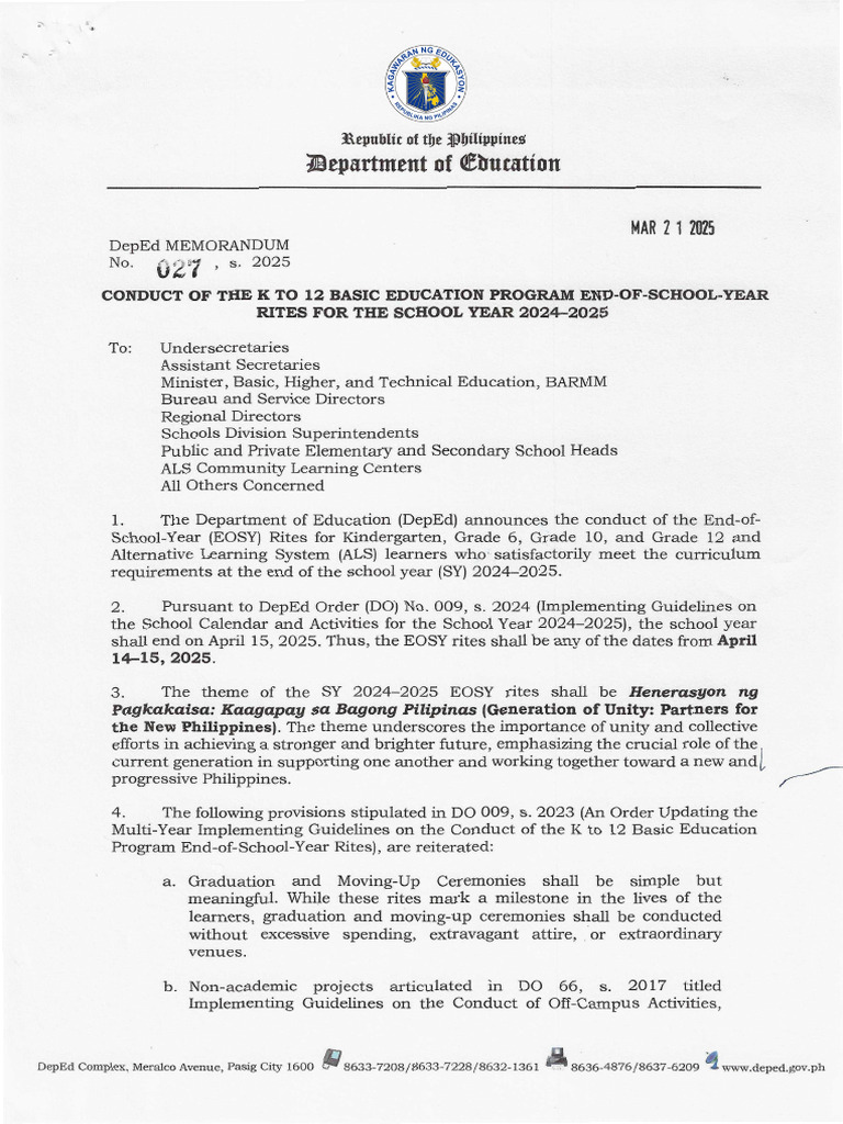 DM - s2025 - 027 EOSY 2025 Guidelines | PDF