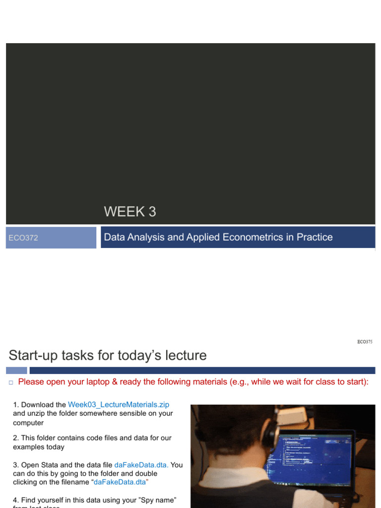 Week03_LectureSlidesECO372 | PDF | Sampling (Statistics) | Expected Value