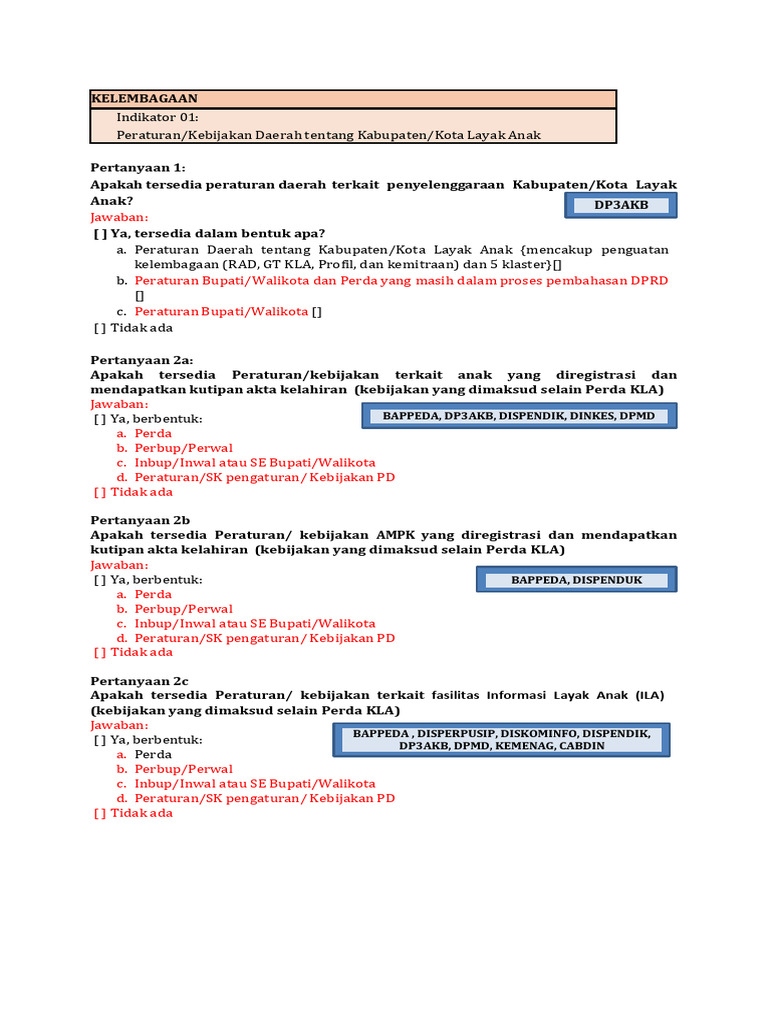 Instrumen KLA 2024 - Kepmen 21 | PDF