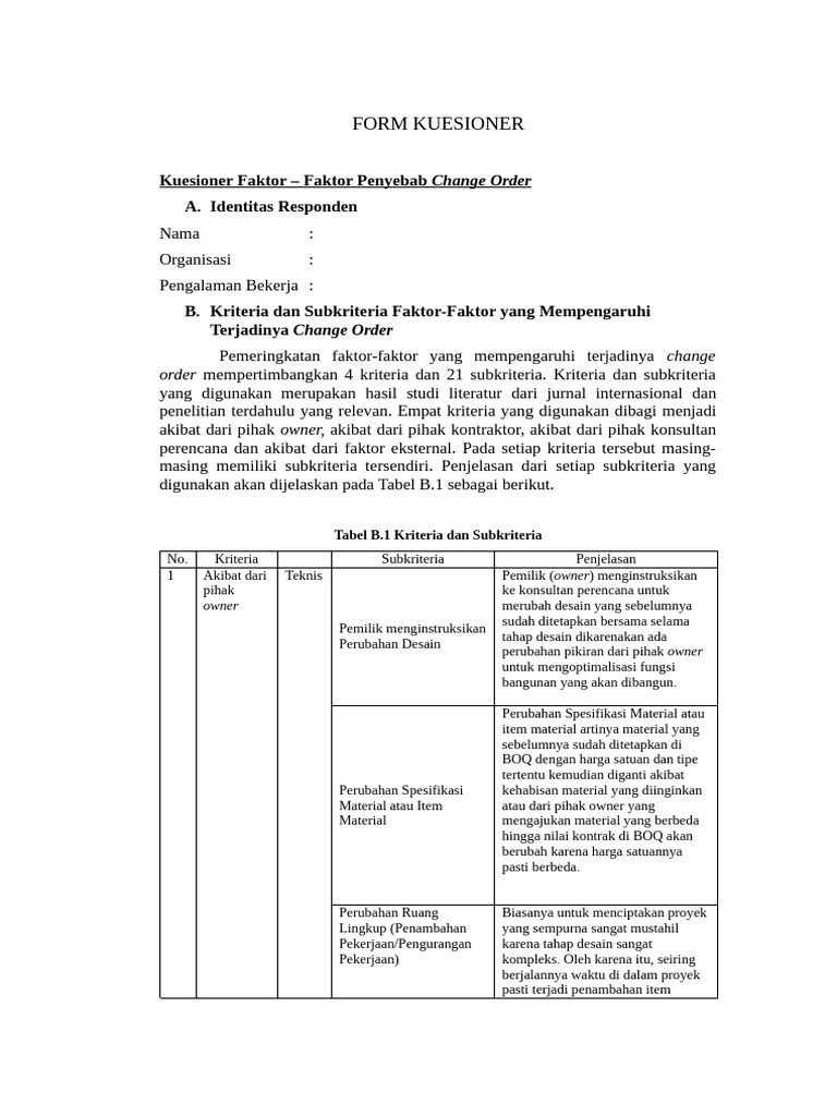 Faktor Penyebab Change Order Konstruksi | PDF