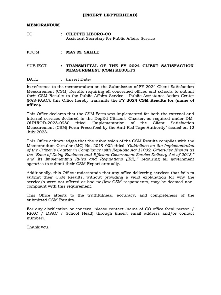 Annex E Transmittal Memo Template | PDF