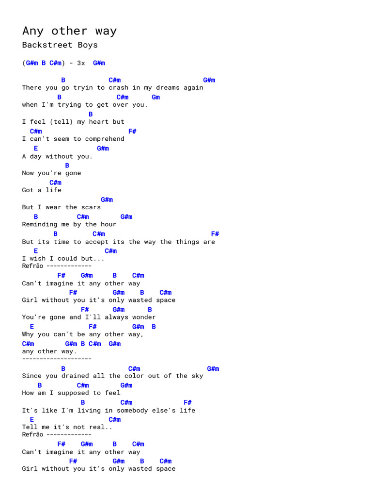 "Any Other Way - Backstreet Boys Lyrics" | PDF