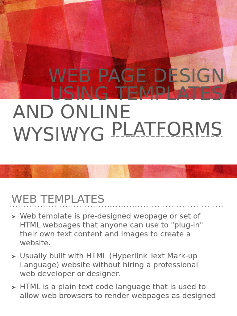 Web Design with Templates & WYSIWYG Tools | PDF | Websites | World Wide Web