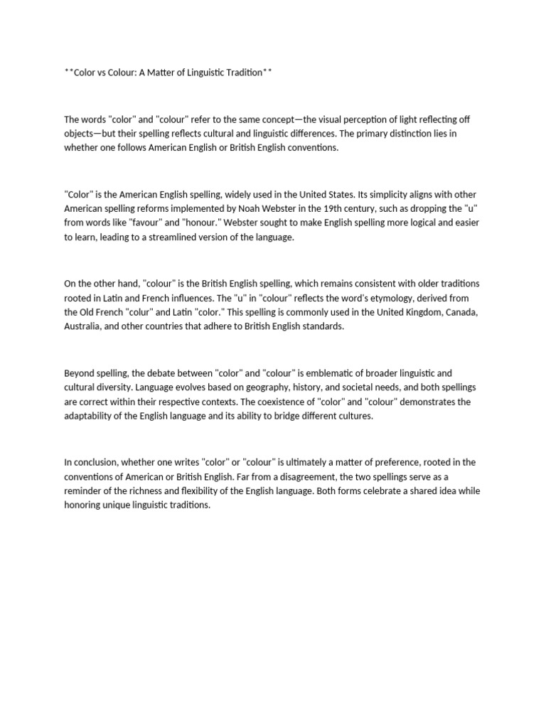 Color vs Colour | PDF