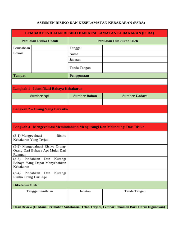 Asesmen Risiko Dan Keselamatan Kebakaran | PDF