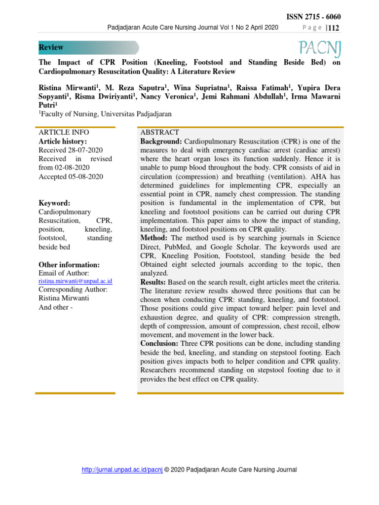The_Impact_of_CPR_Position_Kneeling_Foot | PDF | Cardiopulmonary ...