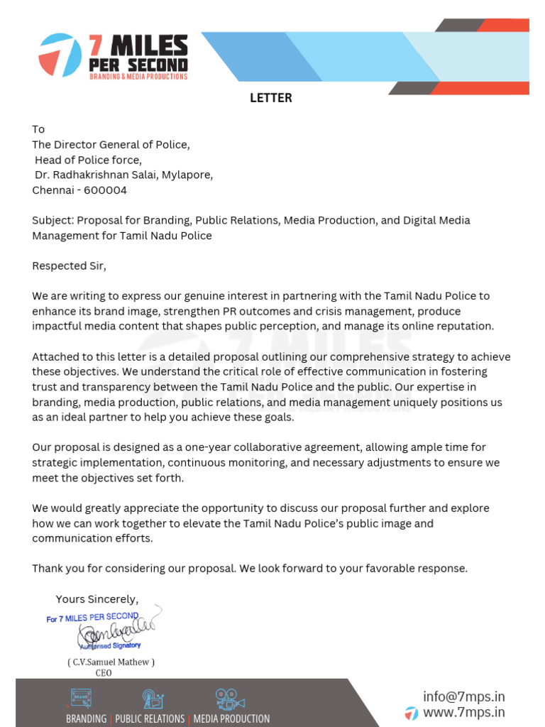 TamilNadu Police Proposal F | PDF | Brand | Public Relations