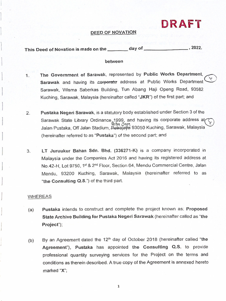 Sample of Deed of Novation | PDF