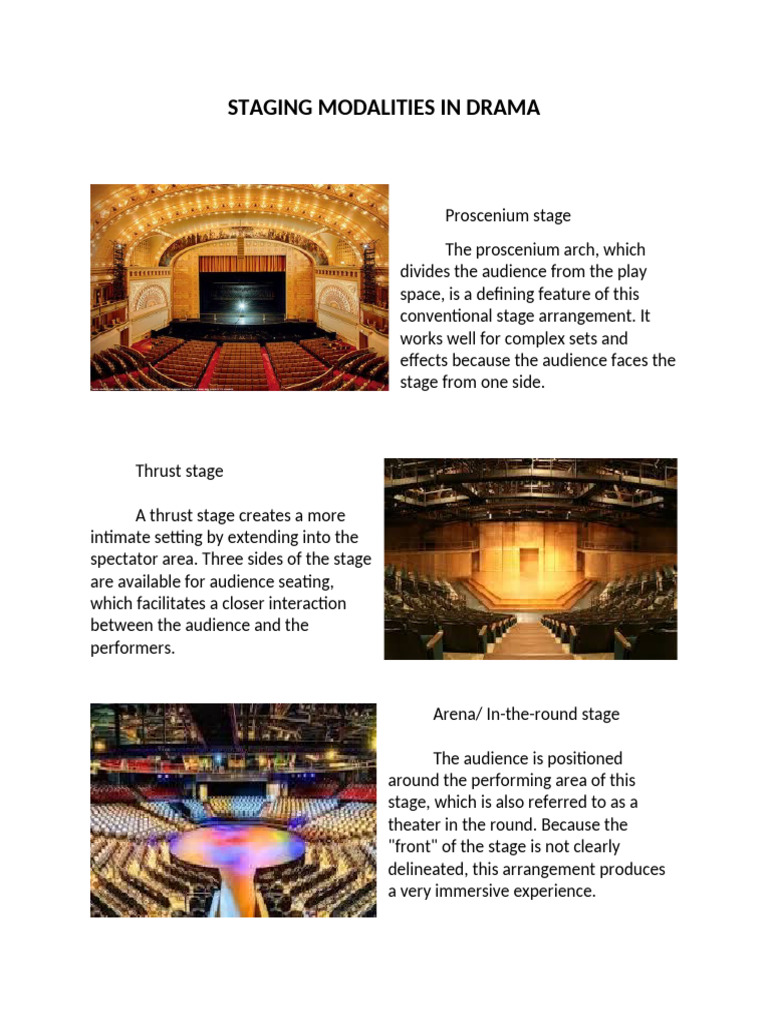 Staging Modalities in Drama (Jane) | PDF | Concert Dance | Oral Literature