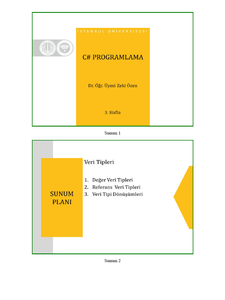 Ders - C# Programlama - Ünite - 3. VERİ TİPLERİ - Sunum | PDF