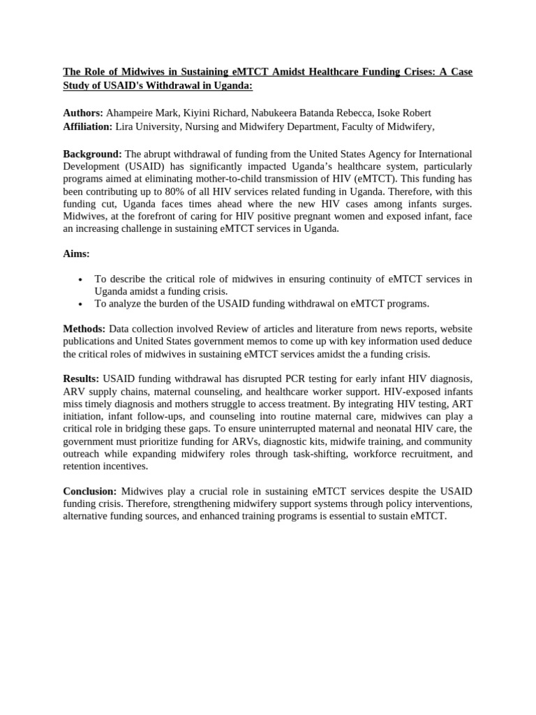 IDM2025 USAID Withdrawal Impact On EMTCT | PDF