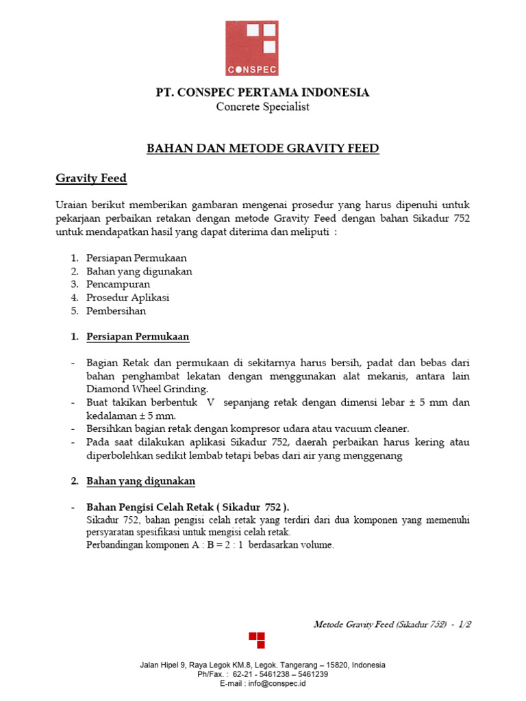 Metode Kerja Gravity Feed | PDF