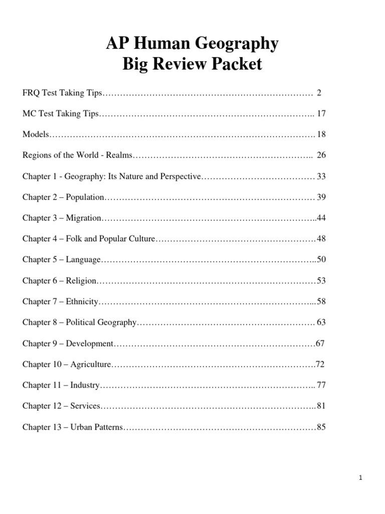 Ap Human Geography Review Packet | PDF | Agriculture | Globalization