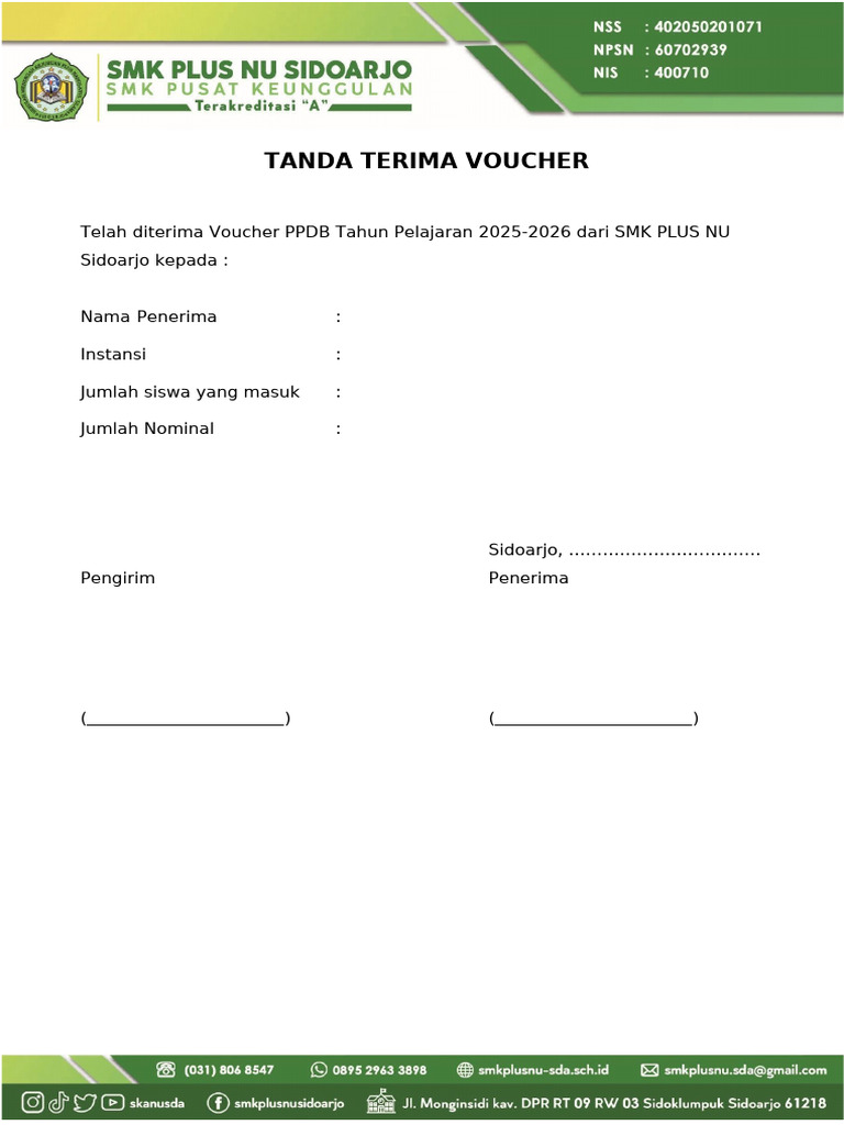 Tanda Terima Voucher PPDB 2025-2026 | PDF