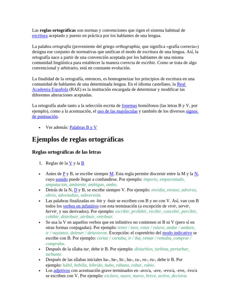 Reglas ortográficas del español | PDF | Ortografía | Escritura