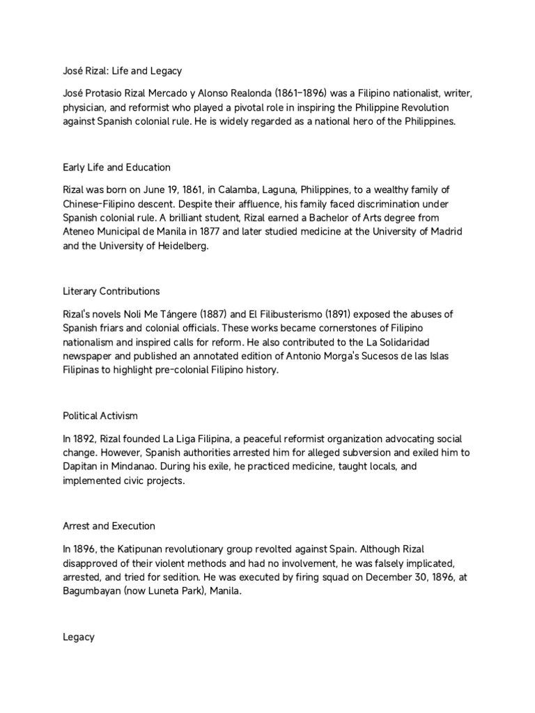 José Rizal - Lif-WPS Office | PDF