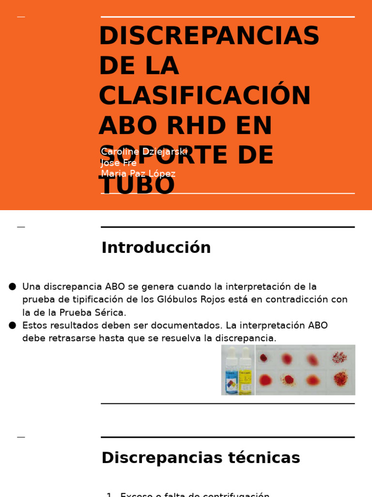 DISCREPANCIAS EL LA CLASIFICACIÓN ABO RHD EN SOPORTE DE TUBO Corregido | PDF | Tipo de sangre ...