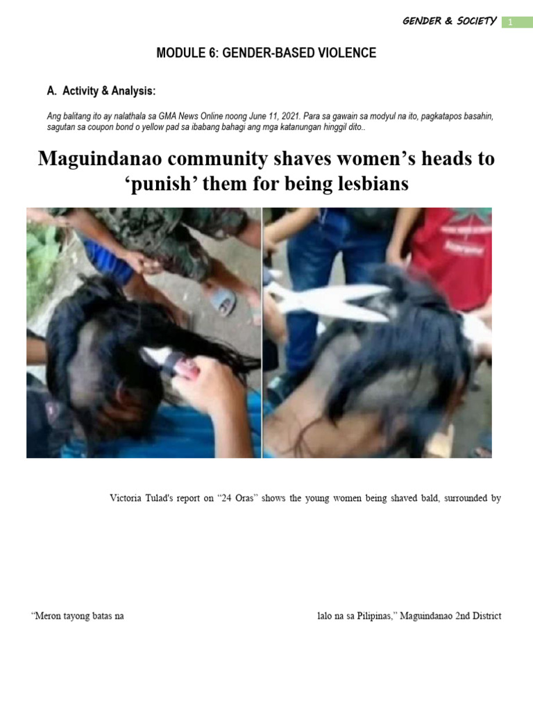 Module 6 Gender Based Violence | PDF | Violence Against Women | Violence