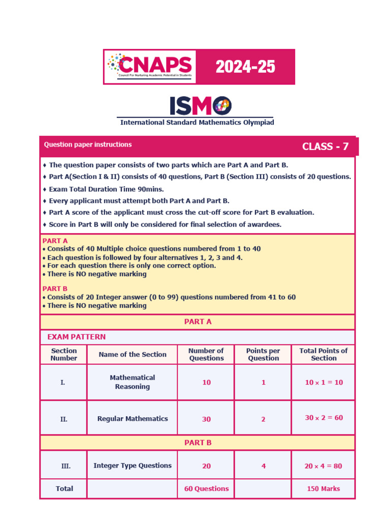 ISMO PATTERN 2024 (Class - 7) .Aec16fe9 | PDF