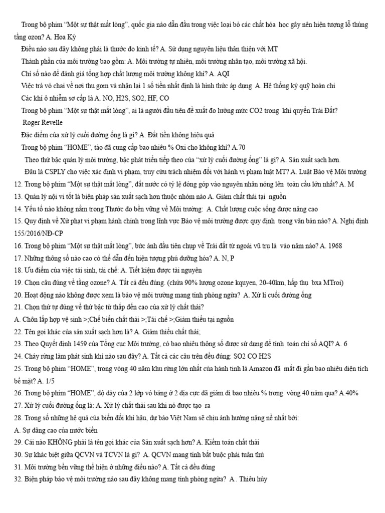 ÔN TẬP 100 CÂU CNMT | PDF