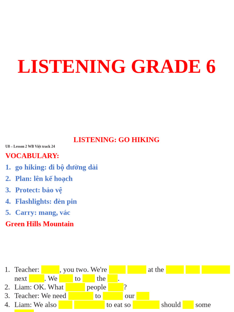 LISTENING GRADE 6 | PDF