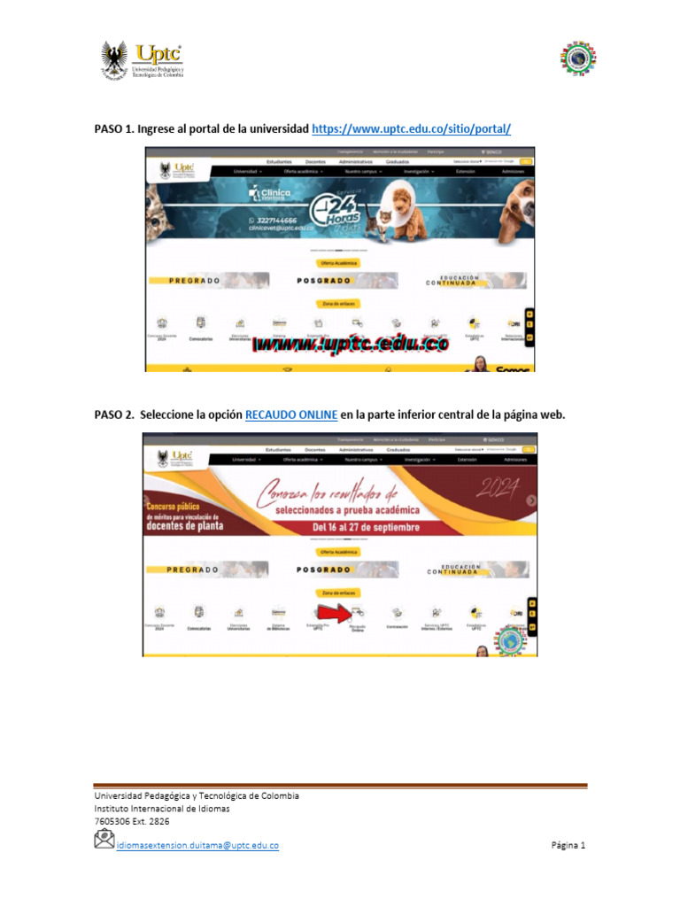Instructivo de Pago Cursos UPTC | PDF