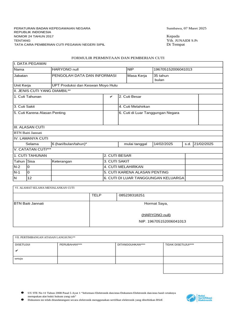 ttd File - Cuti-3 | PDF