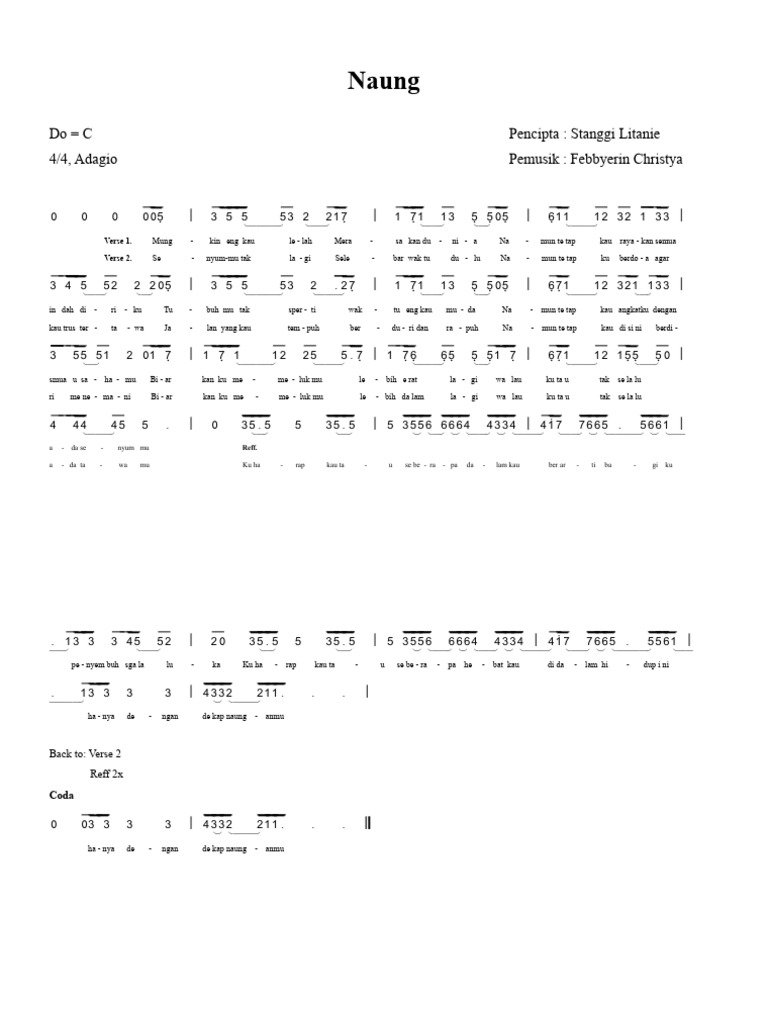Naung: Lirik dan Aransemen Musik | PDF