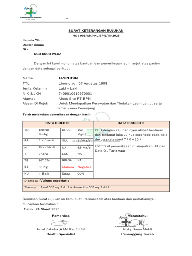 Form Rujukan Jasrudin 20250324 SKJ | PDF