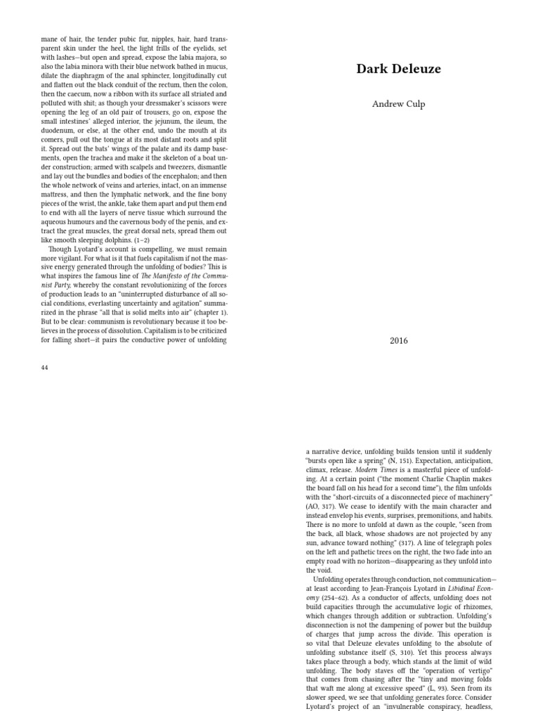 Andrew Culp Dark Deleuze - LT | PDF | Gilles Deleuze | Labia