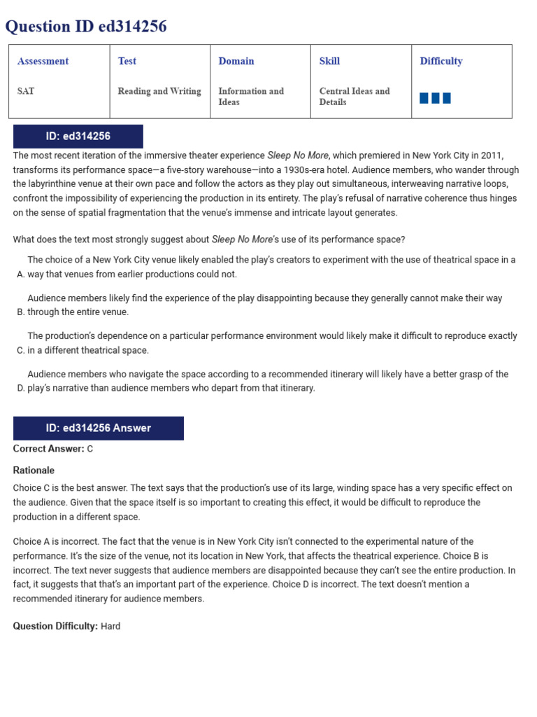 SAT Main Idea Questions-HARD (Answers) | PDF | Natural Satellite