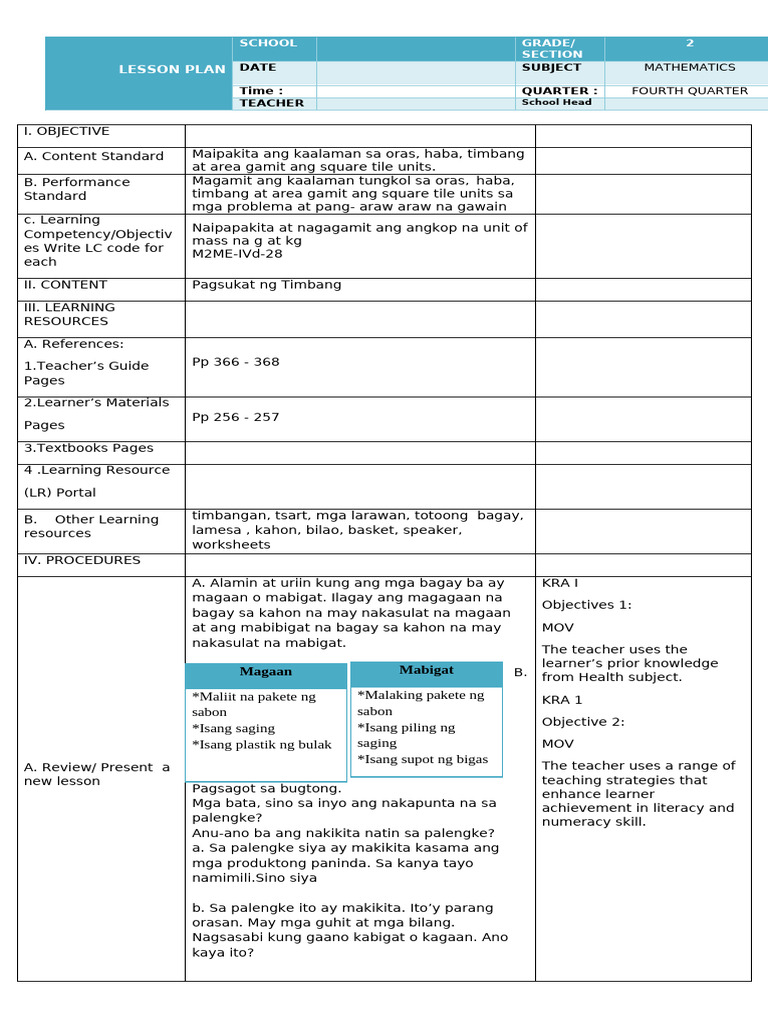 Cot DLP Math 4th Quarter | PDF