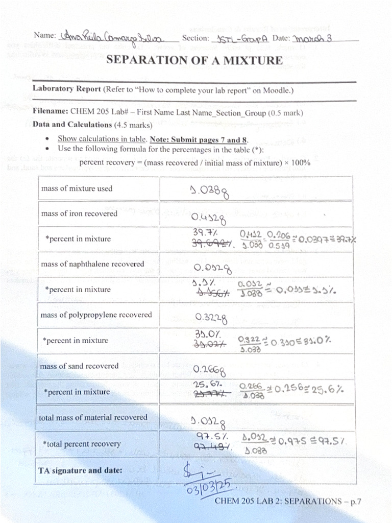 CHEM 205 Lab#2 - Ana Keila Camargo - T15 - A | PDF