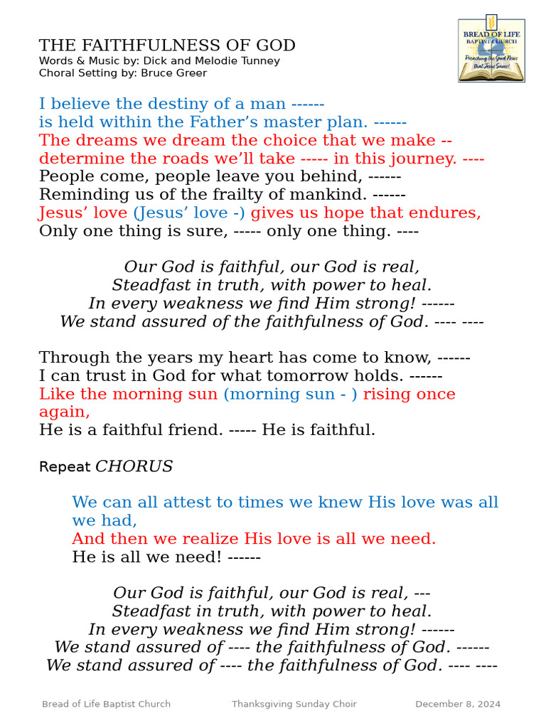 God's Faithfulness in Our Lives | PDF