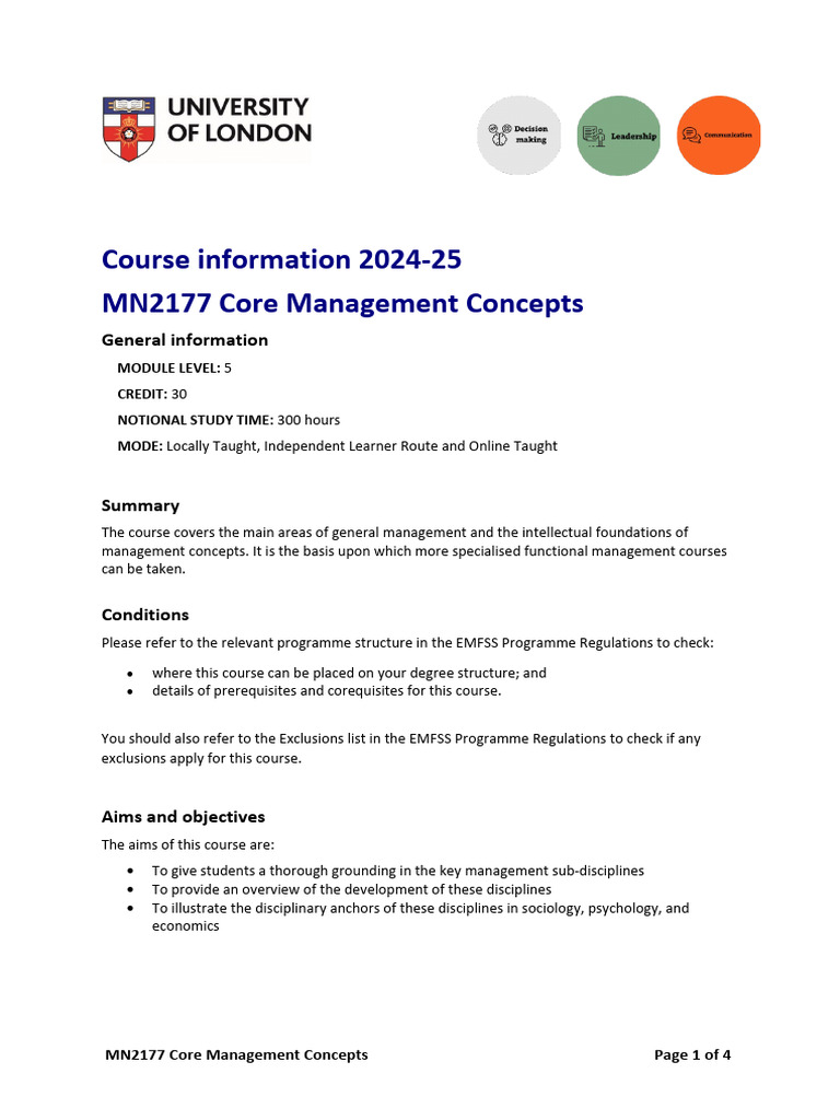 MN2177 Core Management Concepts | PDF | Strategic Management | Decision Making