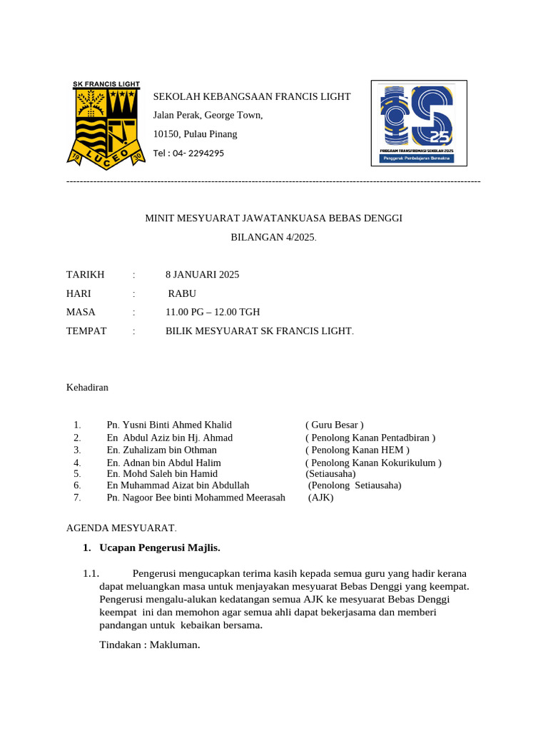 MINIT MESYUARAT RMT 4 2024 | PDF