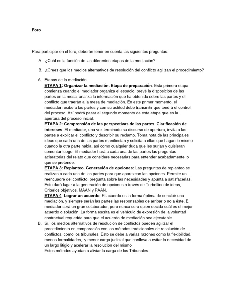 tp3 Foro Mediacion | PDF | Mediación