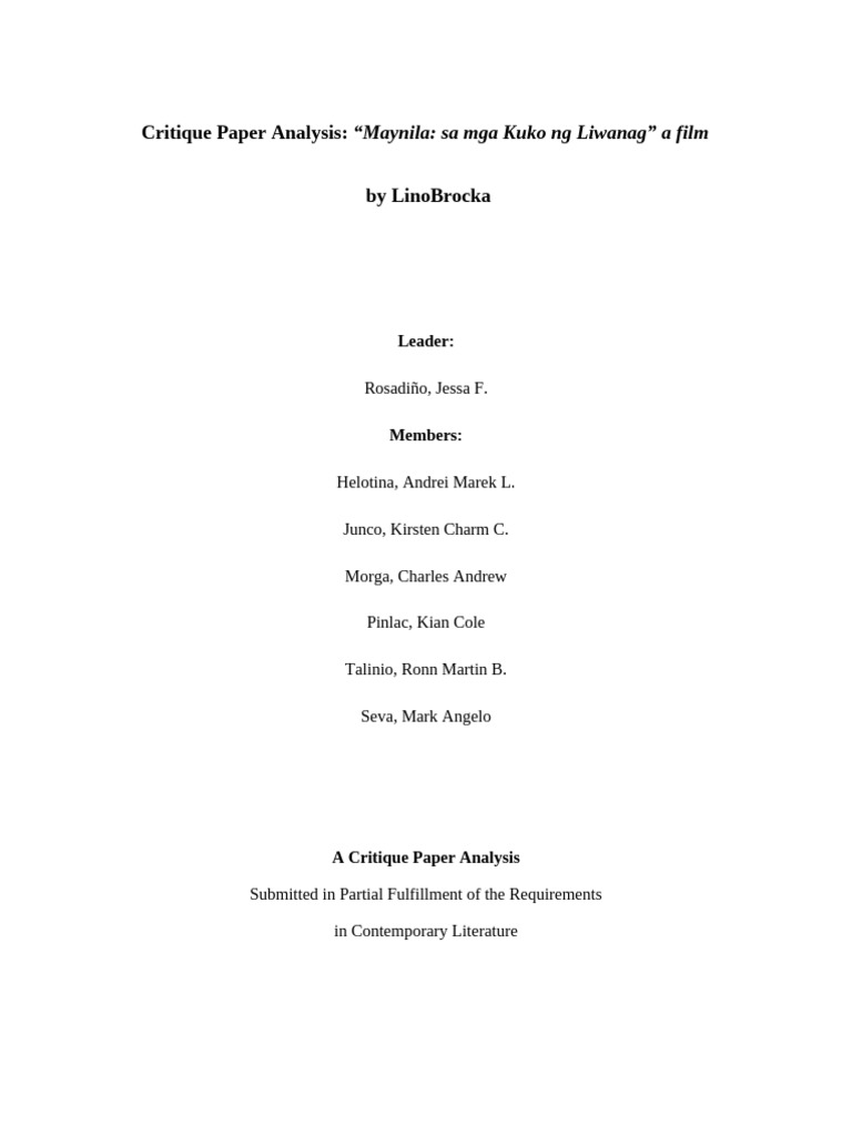 Contemp-Film Analysis G-5 | PDF