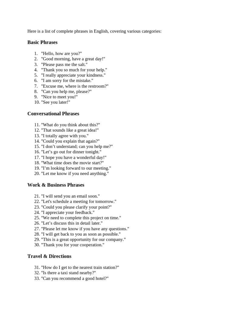 Here is a list of complete phrases in English | PDF | Spelling | Lexicology
