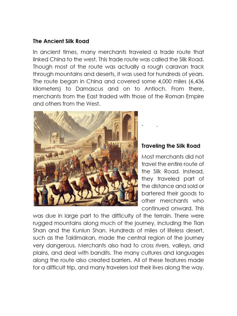 The Ancient Silk Road | PDF | Silk Road | Trade