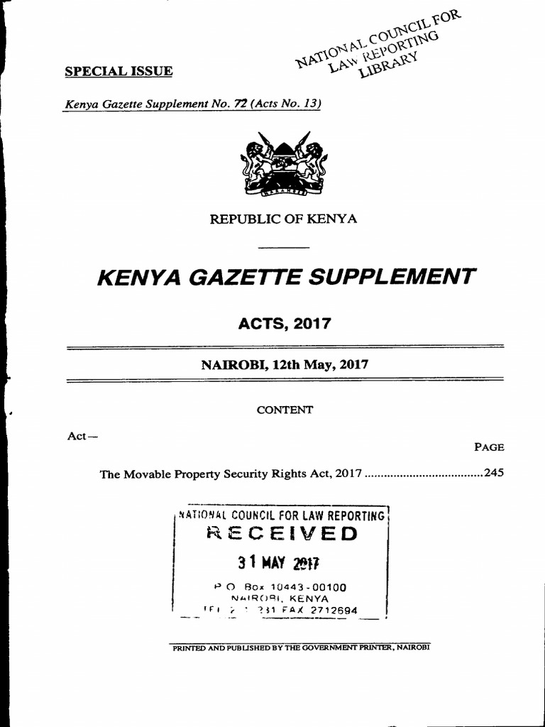 Movable Property Security Rights Act 2017 | PDF | Domain Name Registrar ...