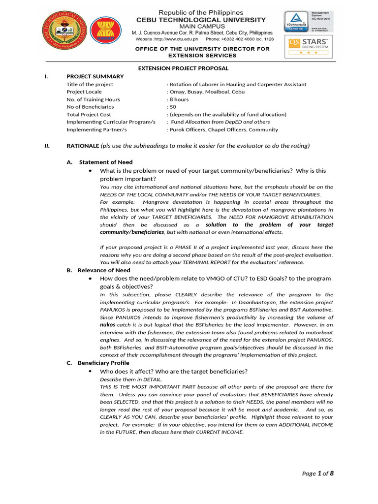 EXTENSION PROJECT PROPOSAL Blank | PDF | Economies