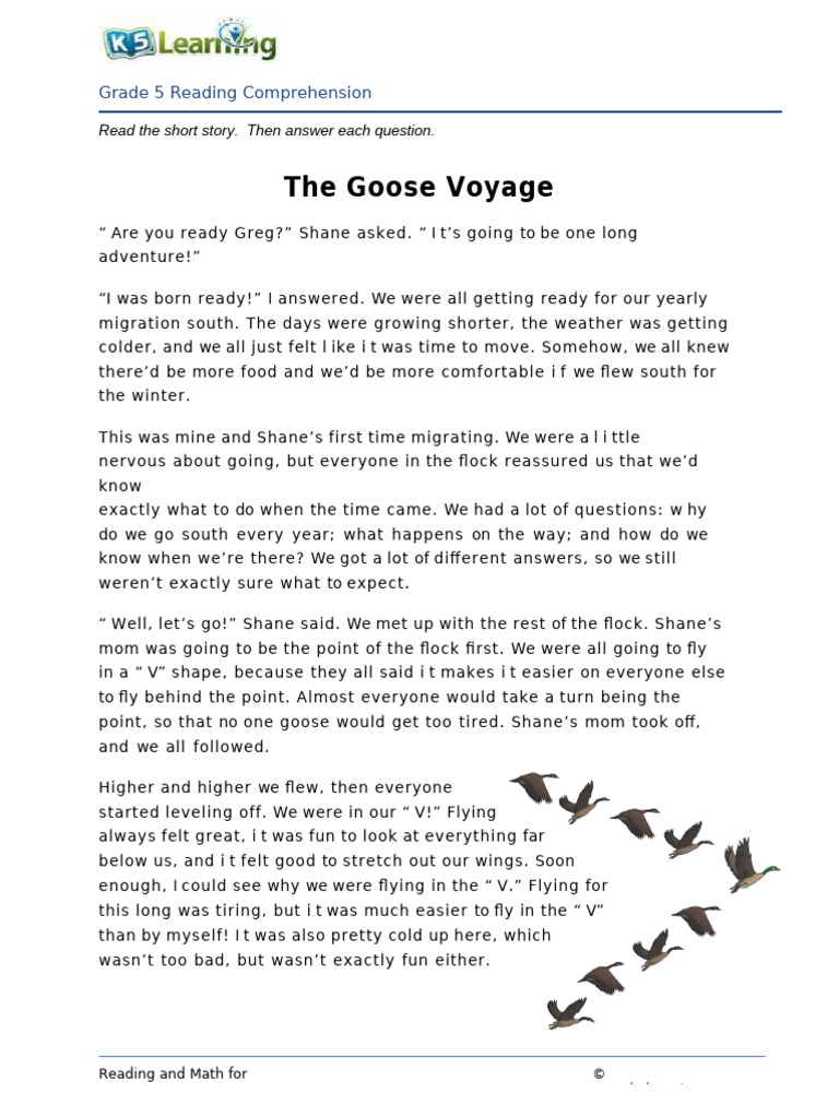 Grade 5 Migration Reading Worksheet | PDF
