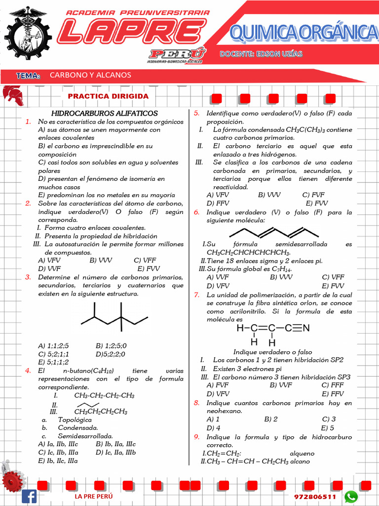 Hidrocarburos Alifáticos y Nomenclatura | PDF | Aromaterapia | Enlace ...