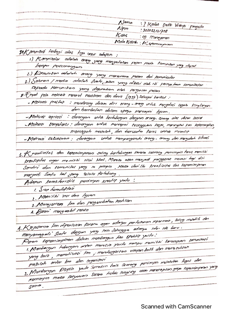 Kepemimpinan Dedik Wahyu 708 | PDF