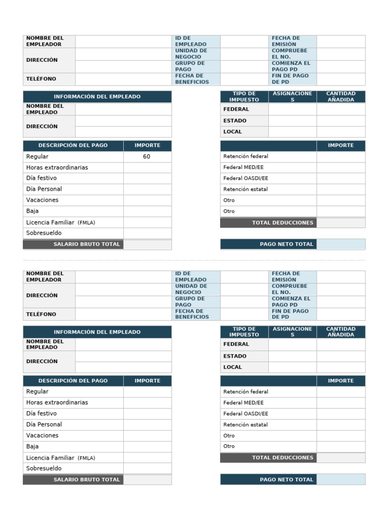 Información de Pago y Deducciones Laborales | PDF | Salario | Economias